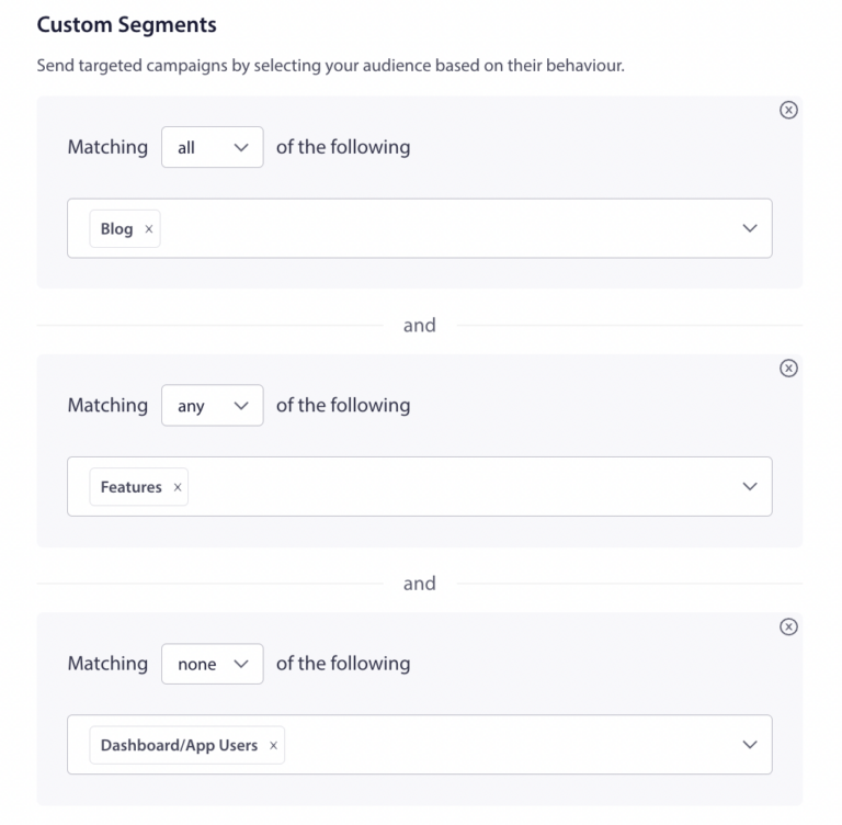 Guide to sending campaigns to segments using various rules - PushEngage