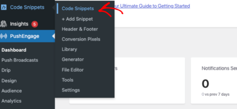Guide to WPCode Snippet Library of PushEngage - PushEngage